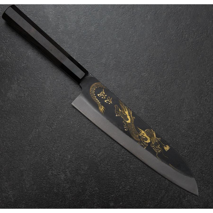 Gyuto Blue Steel #2 Kurouchi Chokin Dragon Buffalo Ebony Handle 210mm ...