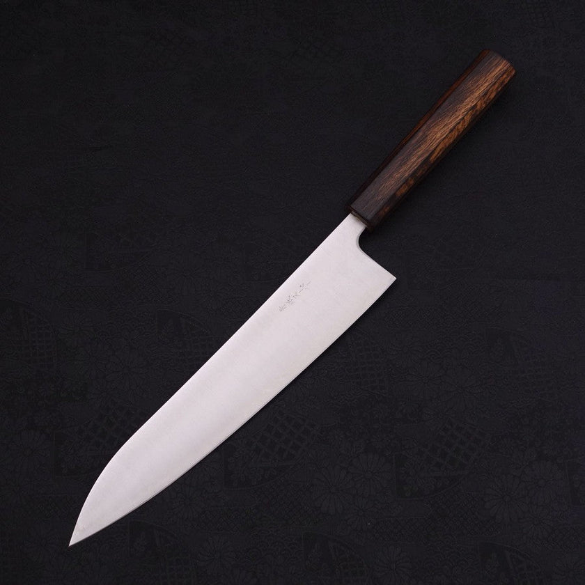 Gyuto Stainless Clad Blue Super Polished Sumi Urushi Handle 240mm – MUSASHI