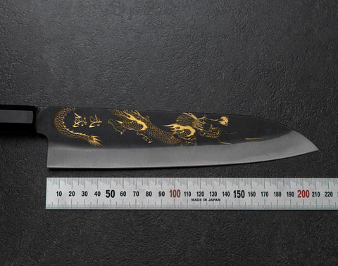 Gyuto Blue Steel #2 Kurouchi Chokin Dragon Buffalo Ebony Handle 210mm ...