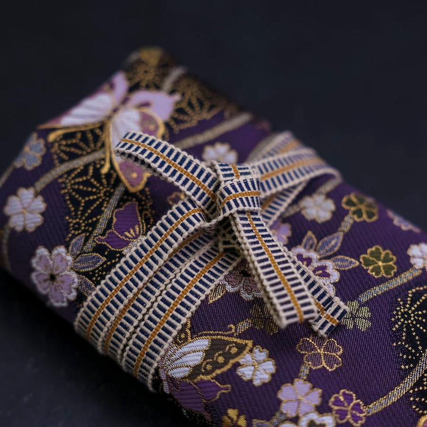 Musashi Japanese Style Kitchen Knife Roll Purple-Gold Butterfly&Sakura ...