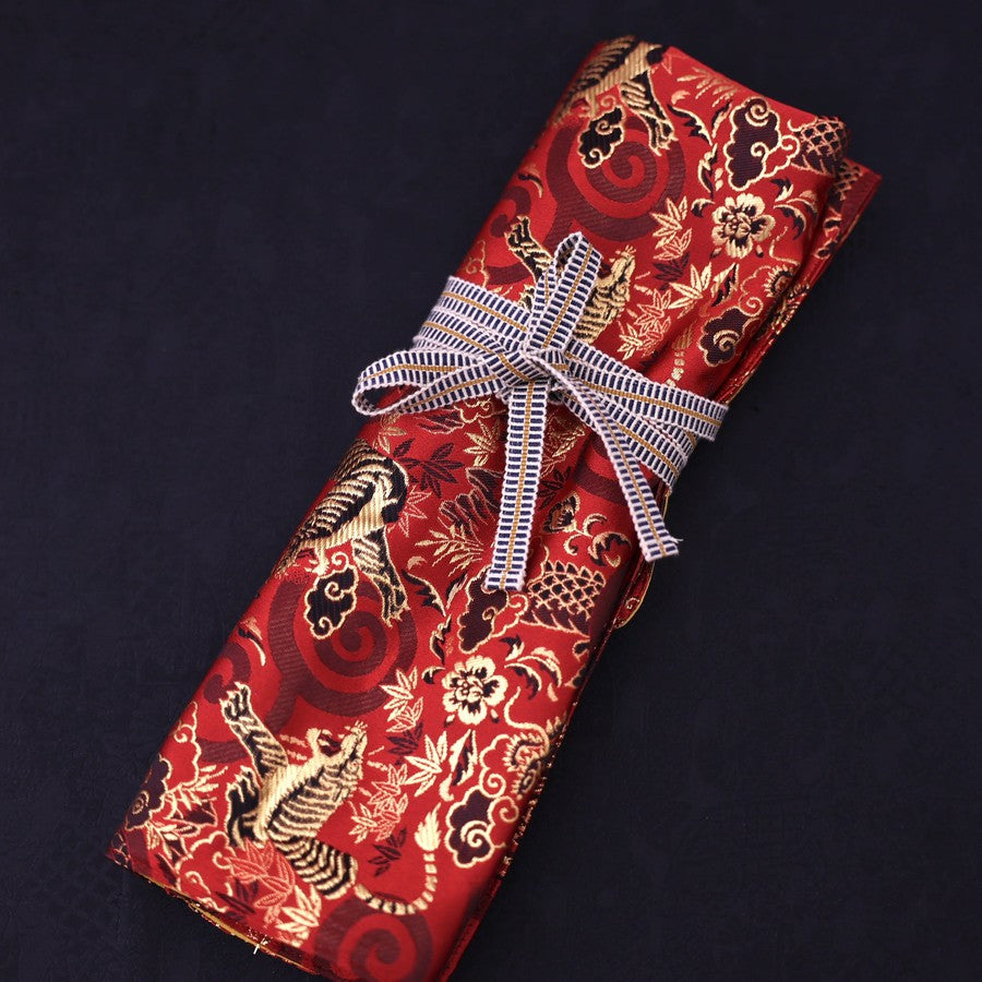 Musashi Japanese Style Kitchen Knife Roll Red Dragon Tiger 4 Pockets H ...
