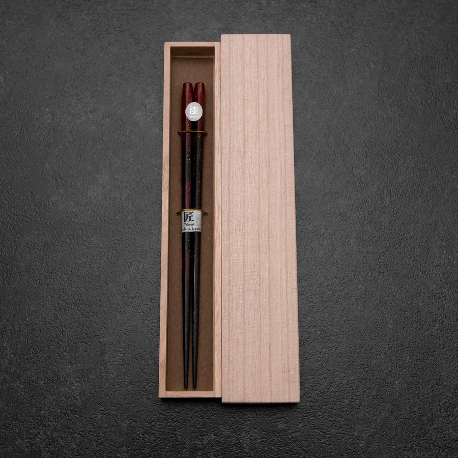 Rokkaku Akira (hexagon) Lacquered Wooden Chopsticks 215mm Red with Pau ...