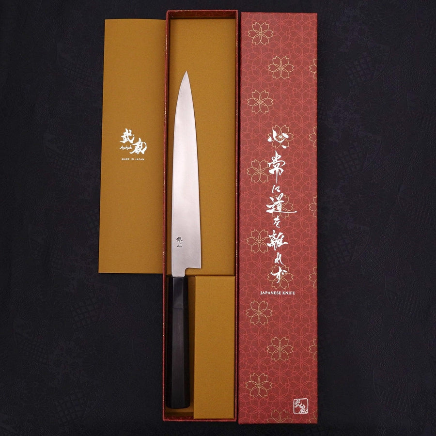 Yanagiba Left -hand Silver Steel #3 Kasumi Buffalo Ebony Handle 210mm ...